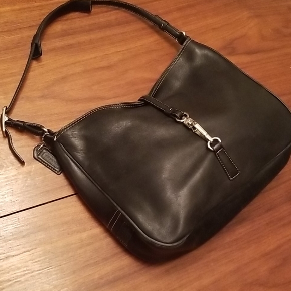 Coach | Bags | Coach Soft Black Shoulder Purse W Unique Clasp | Poshmark